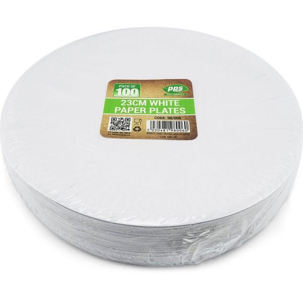 PPS PAPER 100 PLATES WHITE 9 INCH – Shorjah Food Ltd